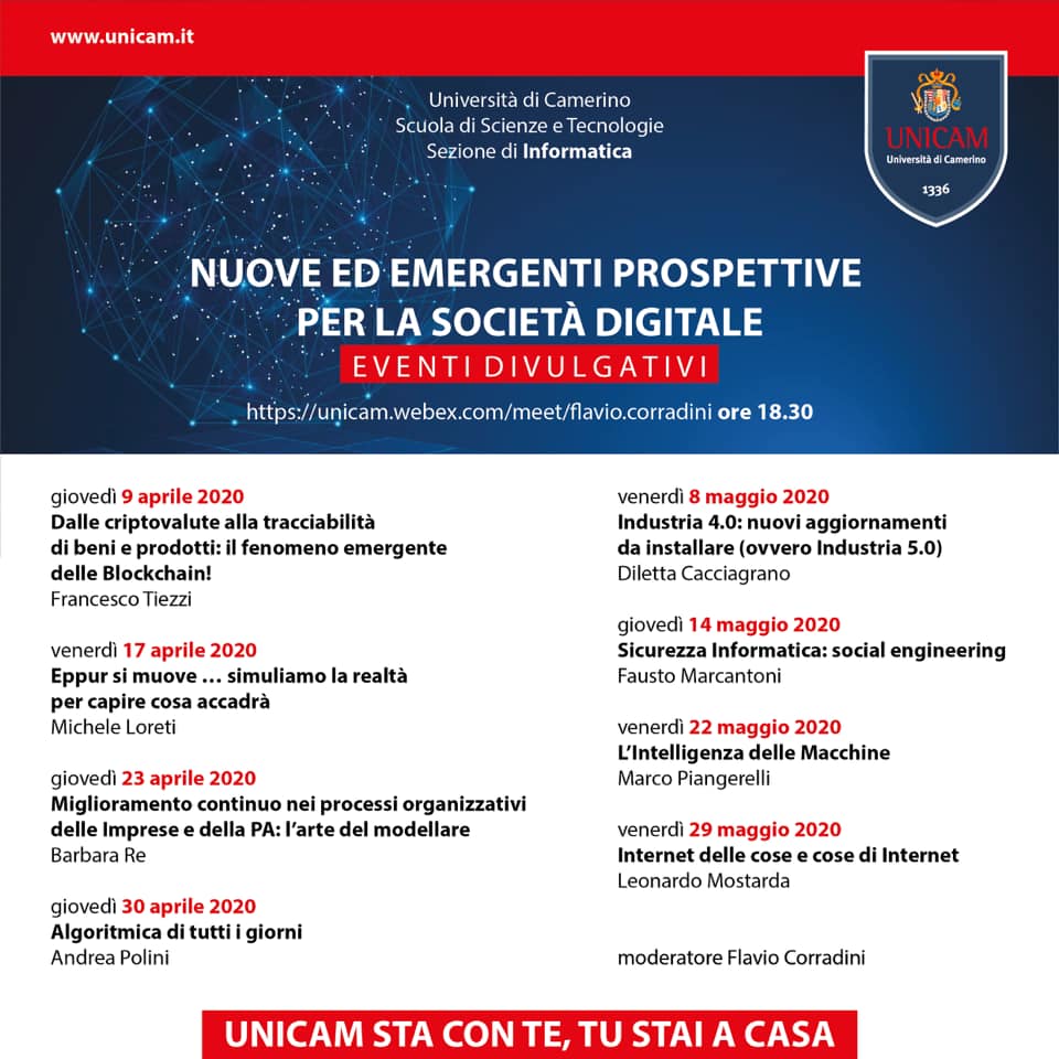 Università di Camerino, incontri on line sulla Società Digitale - MCNET